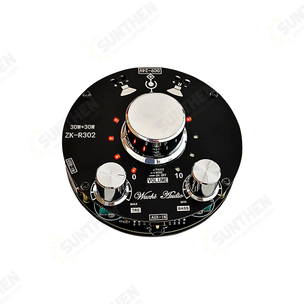 ZK-R302 Volume Indicator LED Bluetooth Audio Amplifier Board Module ...