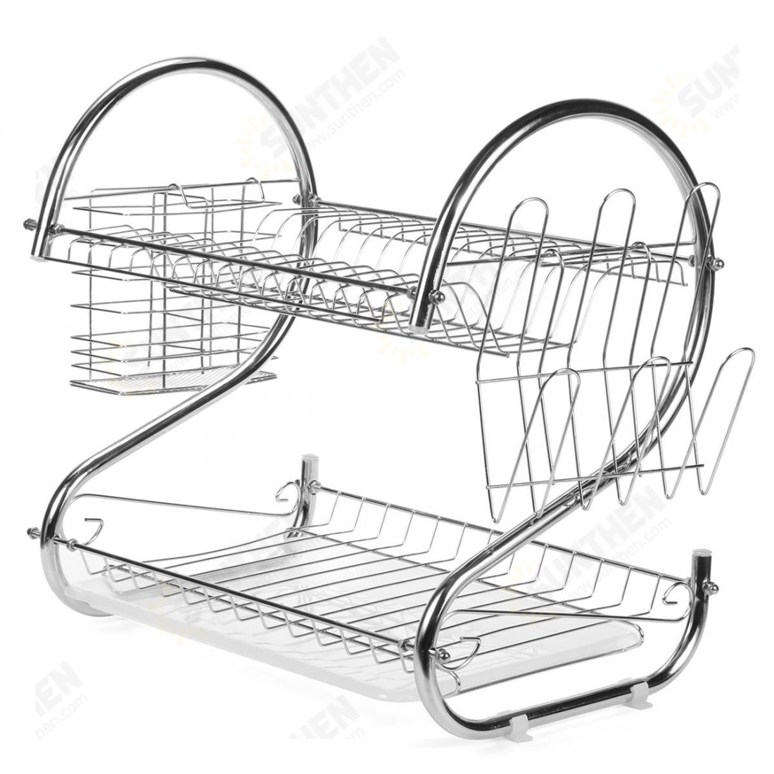Multifunction 2 Tier Kitchen Dish Cutlery Drainer Rack Drip Tray Plate ...