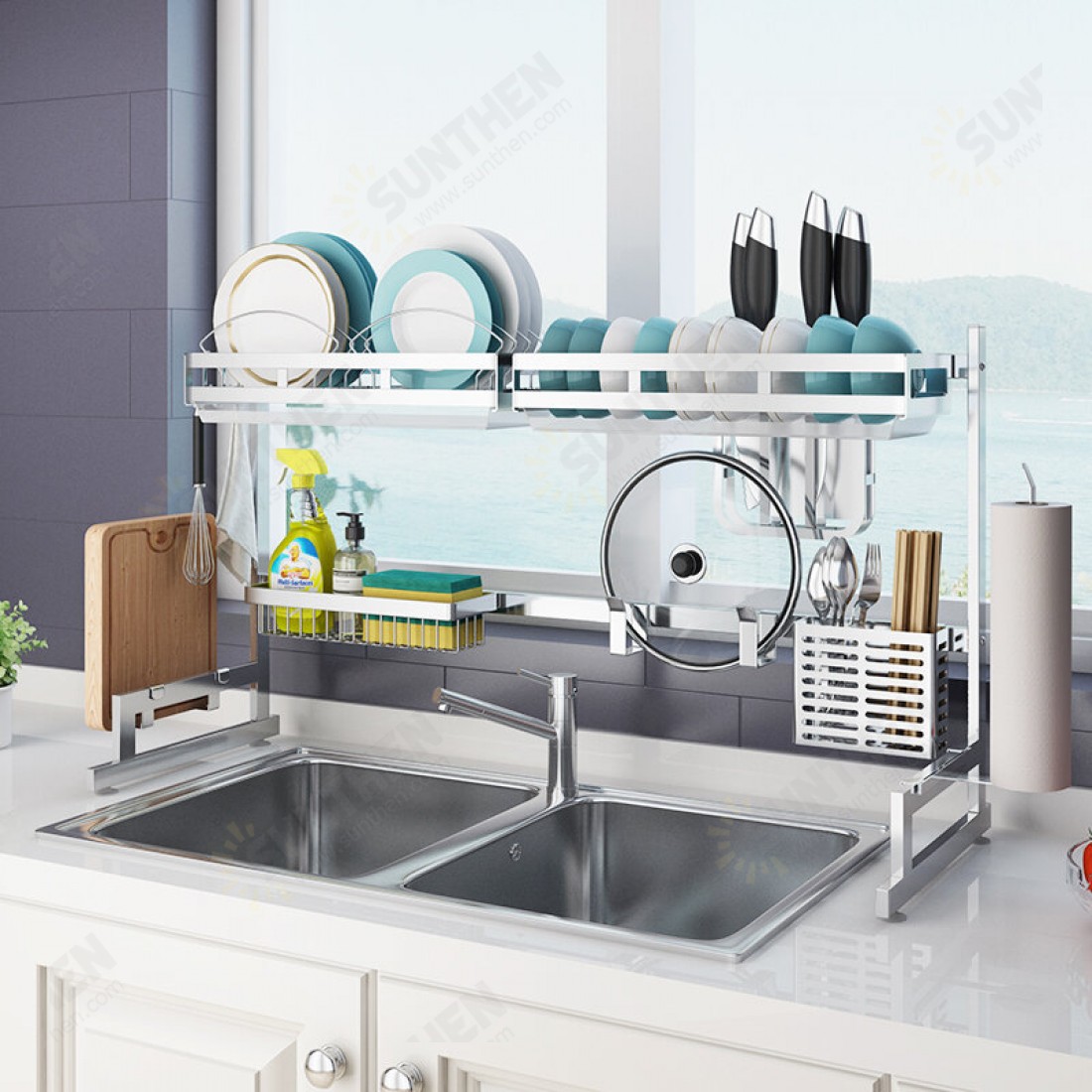 Stainless Steel Kitchen Dish Drying Rack Drainer Storage Shelf Utensil ...