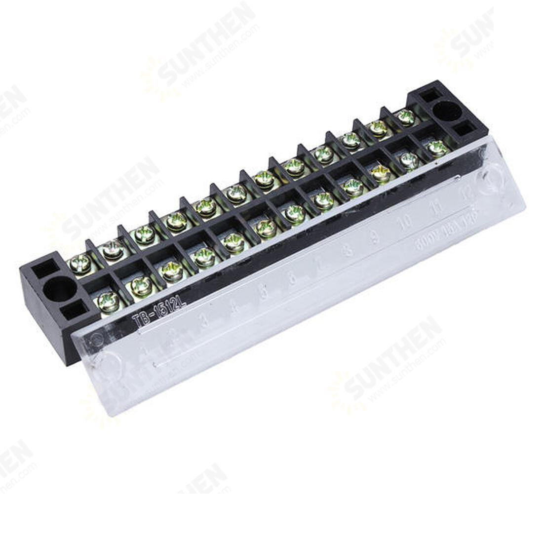 Dual 12 Position 15A 600V Screw Terminal Strip Covered Barrier Block