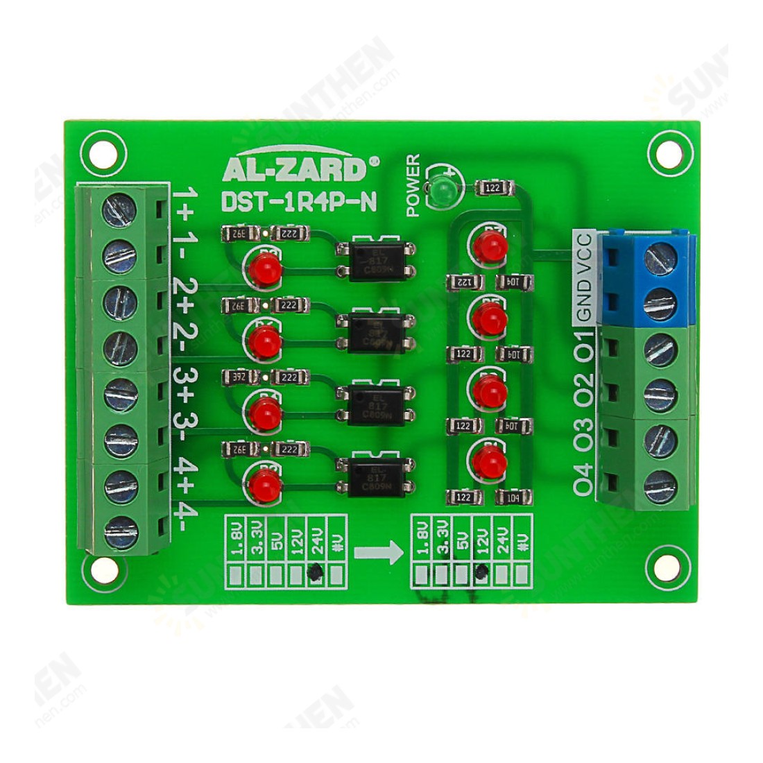 24V To 12V 4 Channel Optocoupler Isolation Board Isolated Module PLC Signal Level Voltage ...
