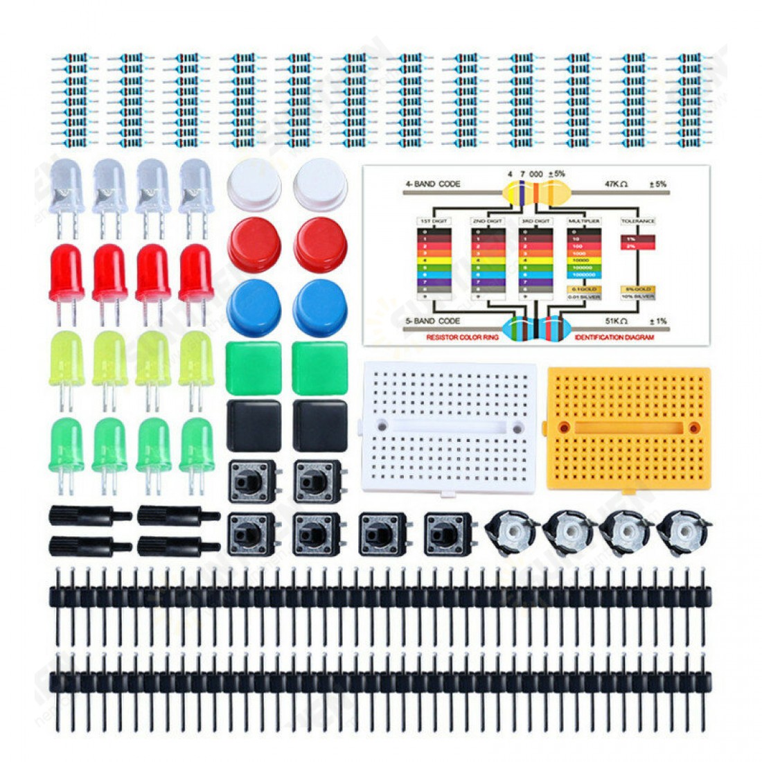 Electronics Components Basic Starter Kit for Arduino Breadboard with ...