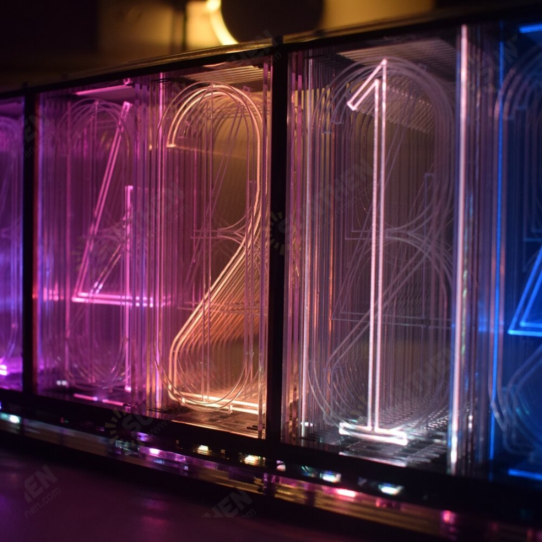 Oversized Font Analog Nixie Tube Clock Rainbow LED Full Color Music ...