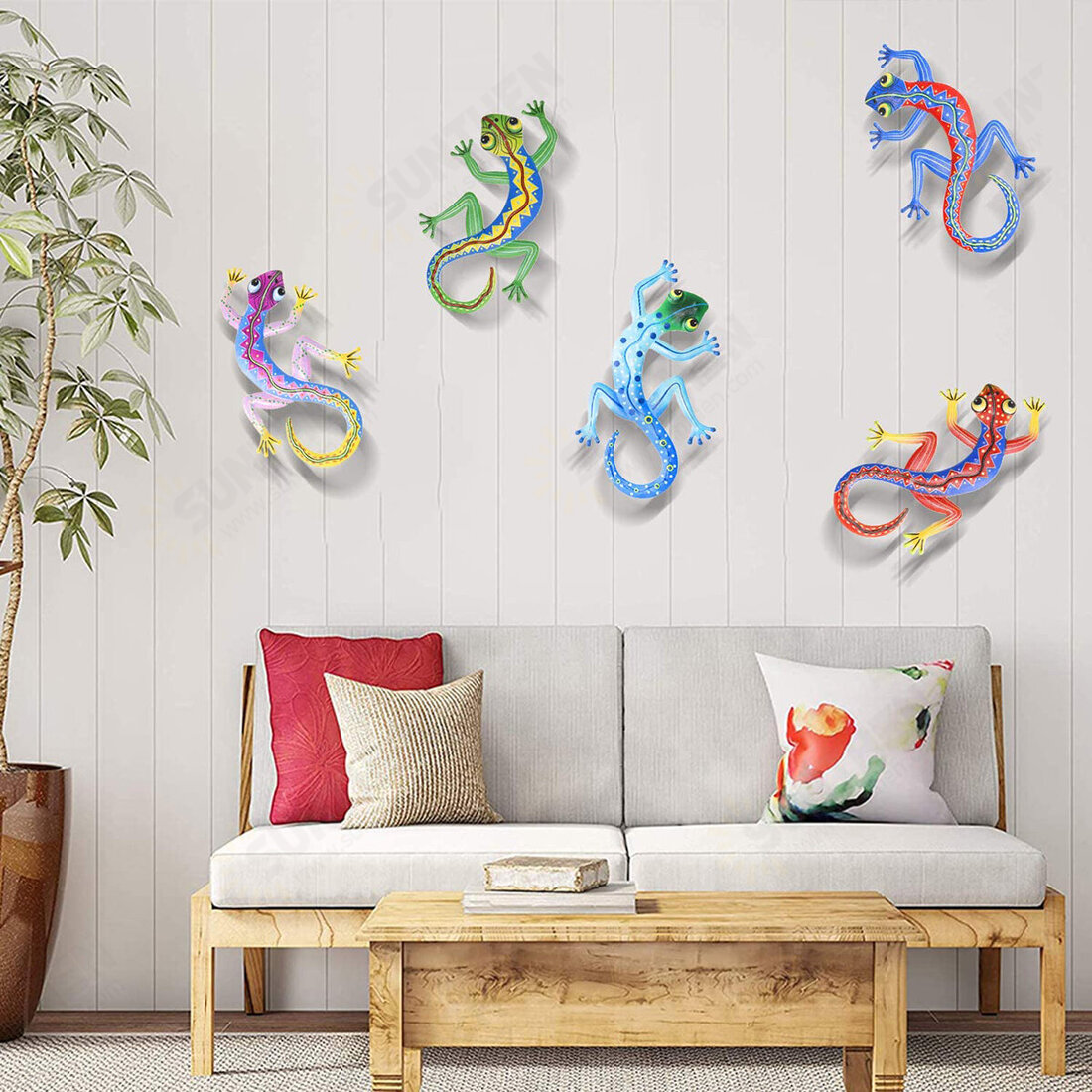 2/3/5 Metal Gecko Wall Decor Art Set Decor Hanging Art Wall Decoration ...