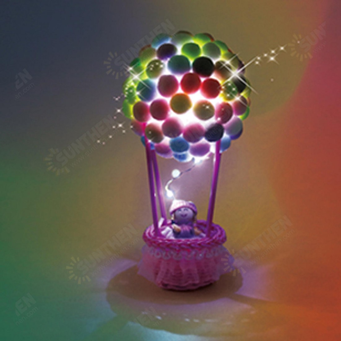 DIY Luminous Ball Lashing Hot-air Balloon Shining Ornament Table Top ...