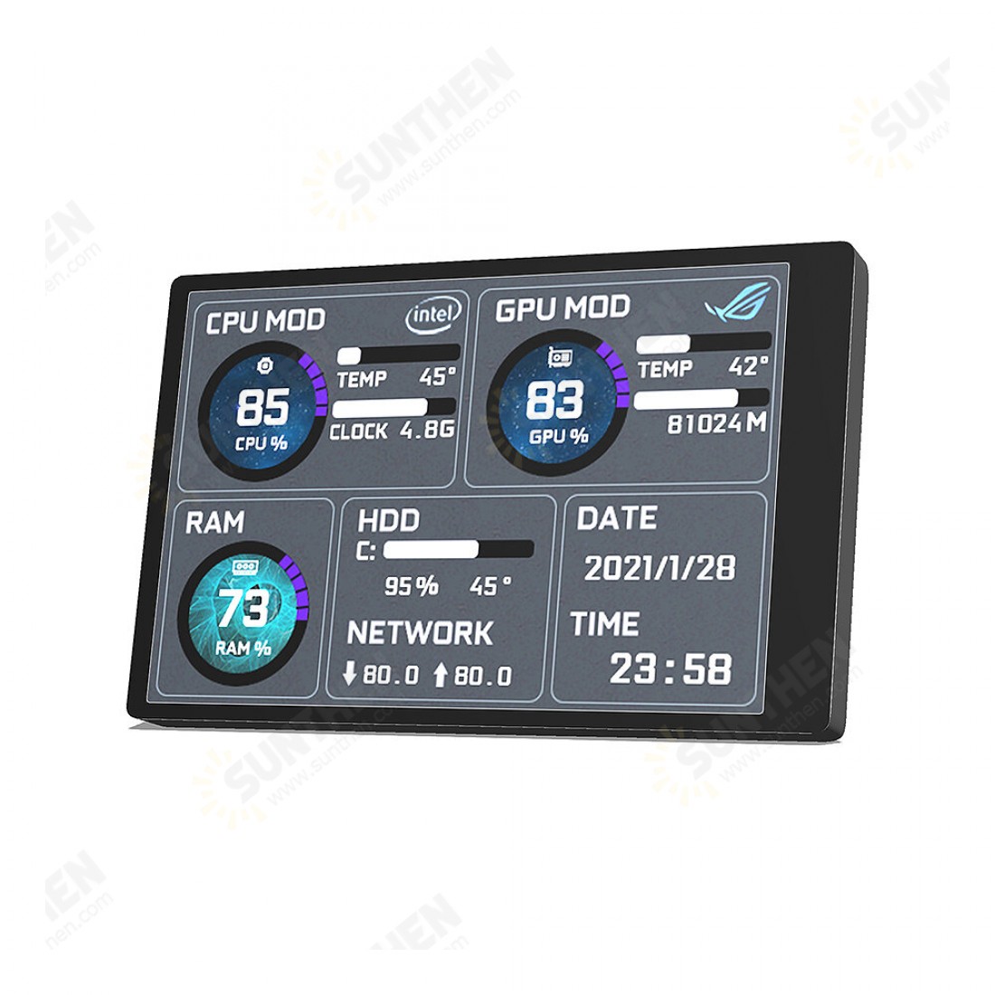 3.5 Inch Black IPS Type-C Secondary Screen CPU GPU RAM HDD Computer ...