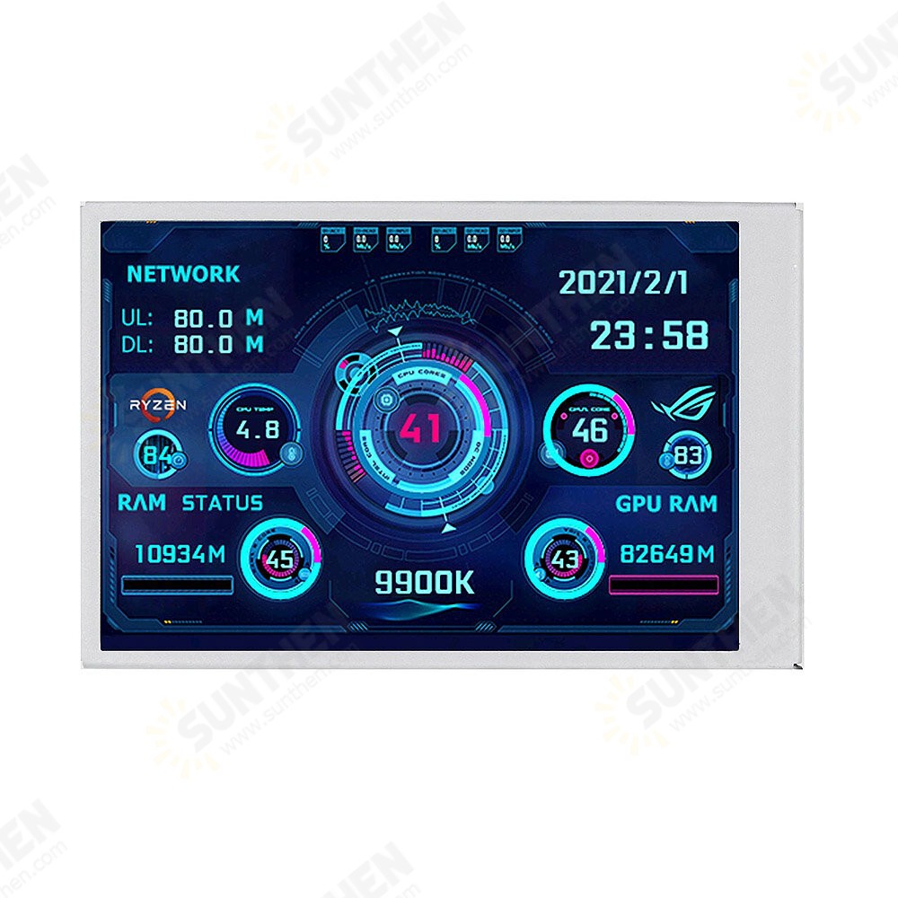 3.5 Inch White IPS Type-C Secondary Screen CPU GPU RAM HDD Computer ...