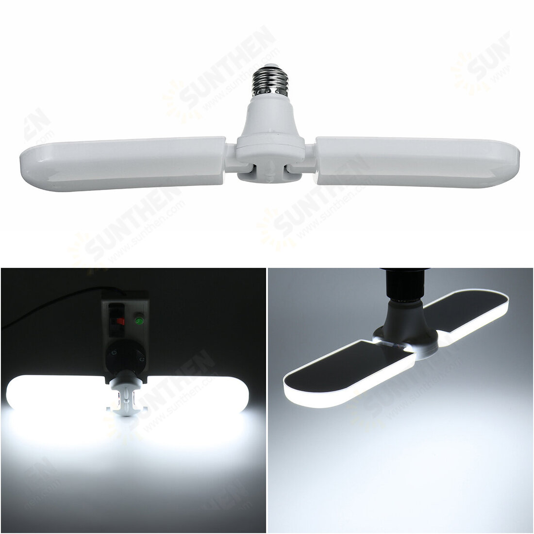 E27 2/3/4/5 Leaves Deformable LED Garage Light Bulb Adjustable Work ...