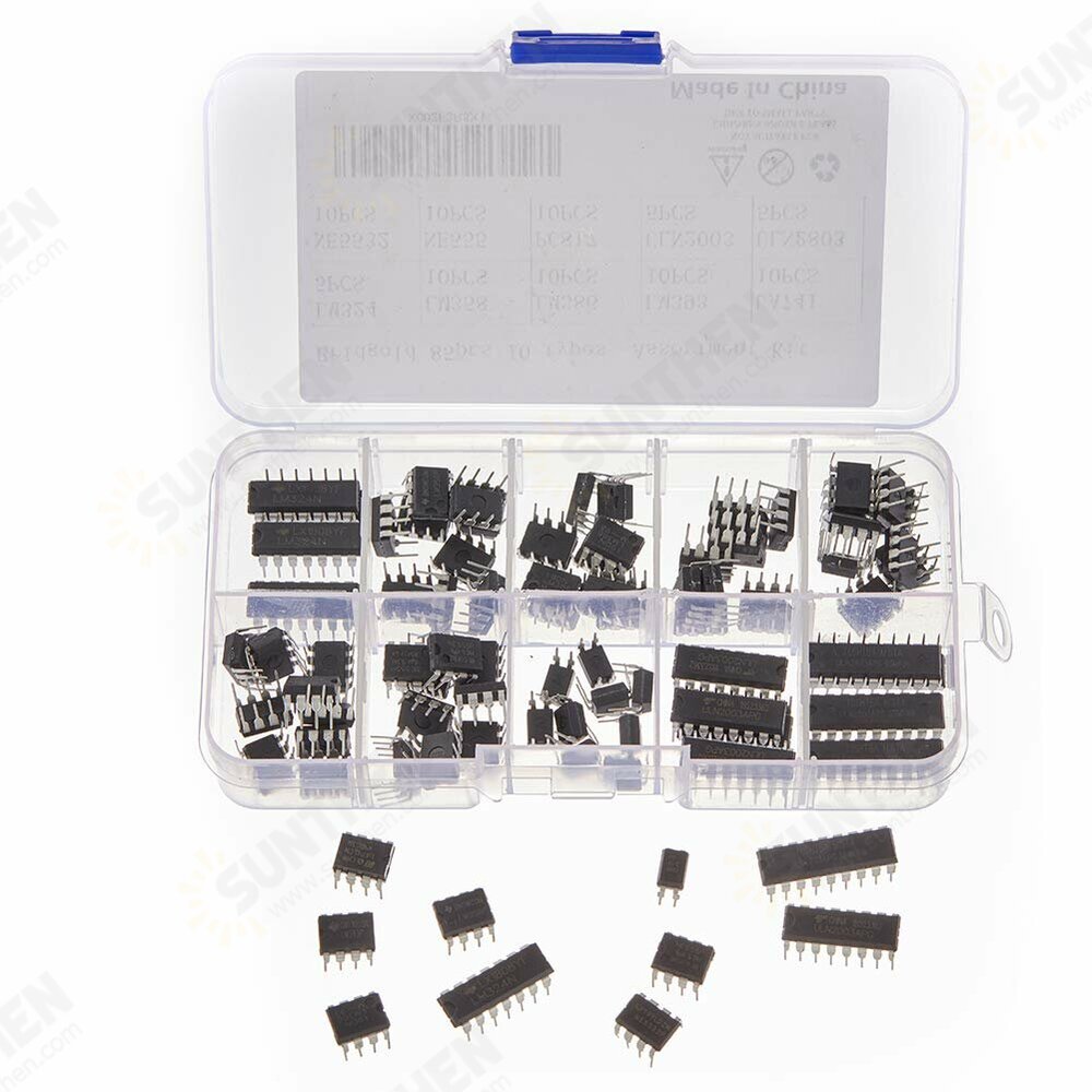 85pcs 10 Types Integrated Circuit Chip IC Chips Assortment Kit OPAMP ...