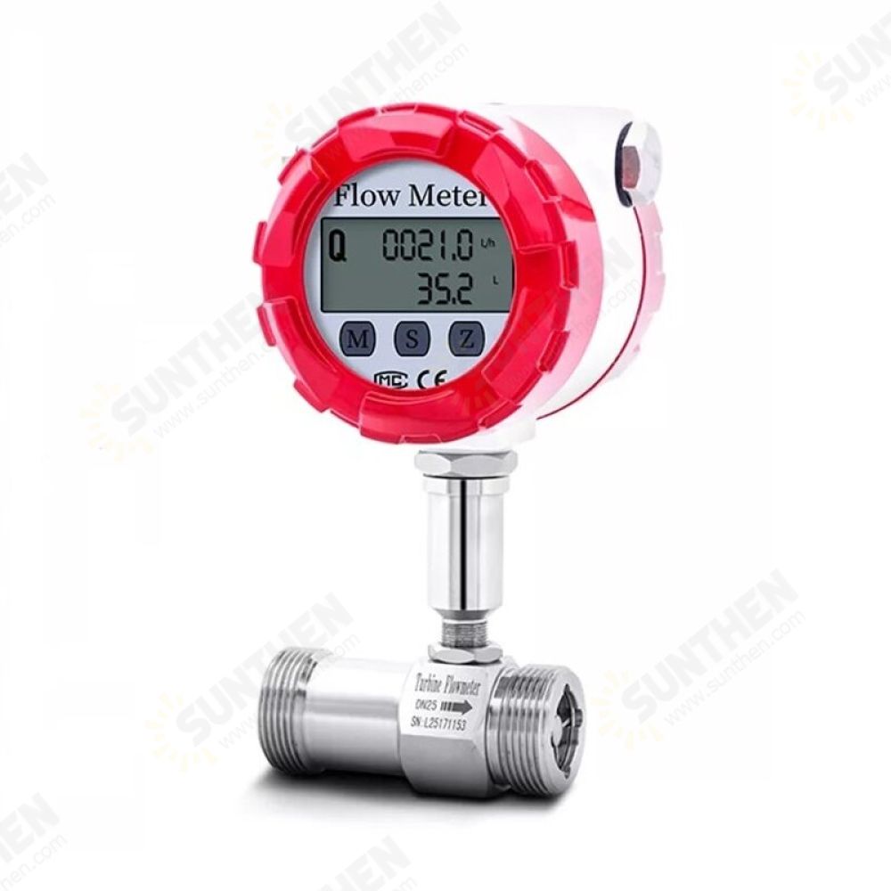 DN15/DN25 Water Flow Meter Turbine Flowmeter Sensor Liquid Gasoline Milk Methanol Alcohol Pulse ...