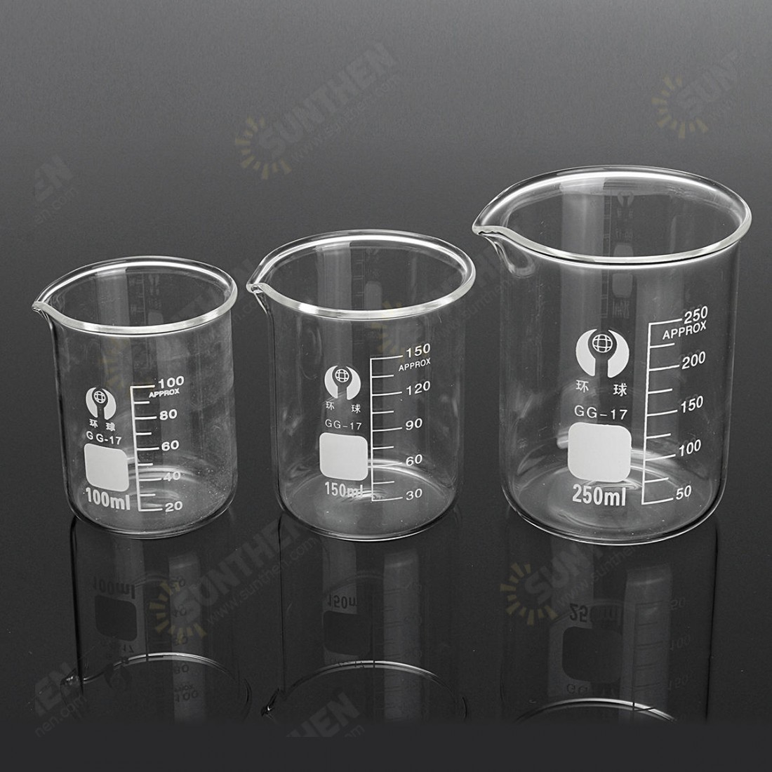 3Pcs 100ml 150ml 250ml Beaker Set Graduated Borosilicate Glass Beaker ...