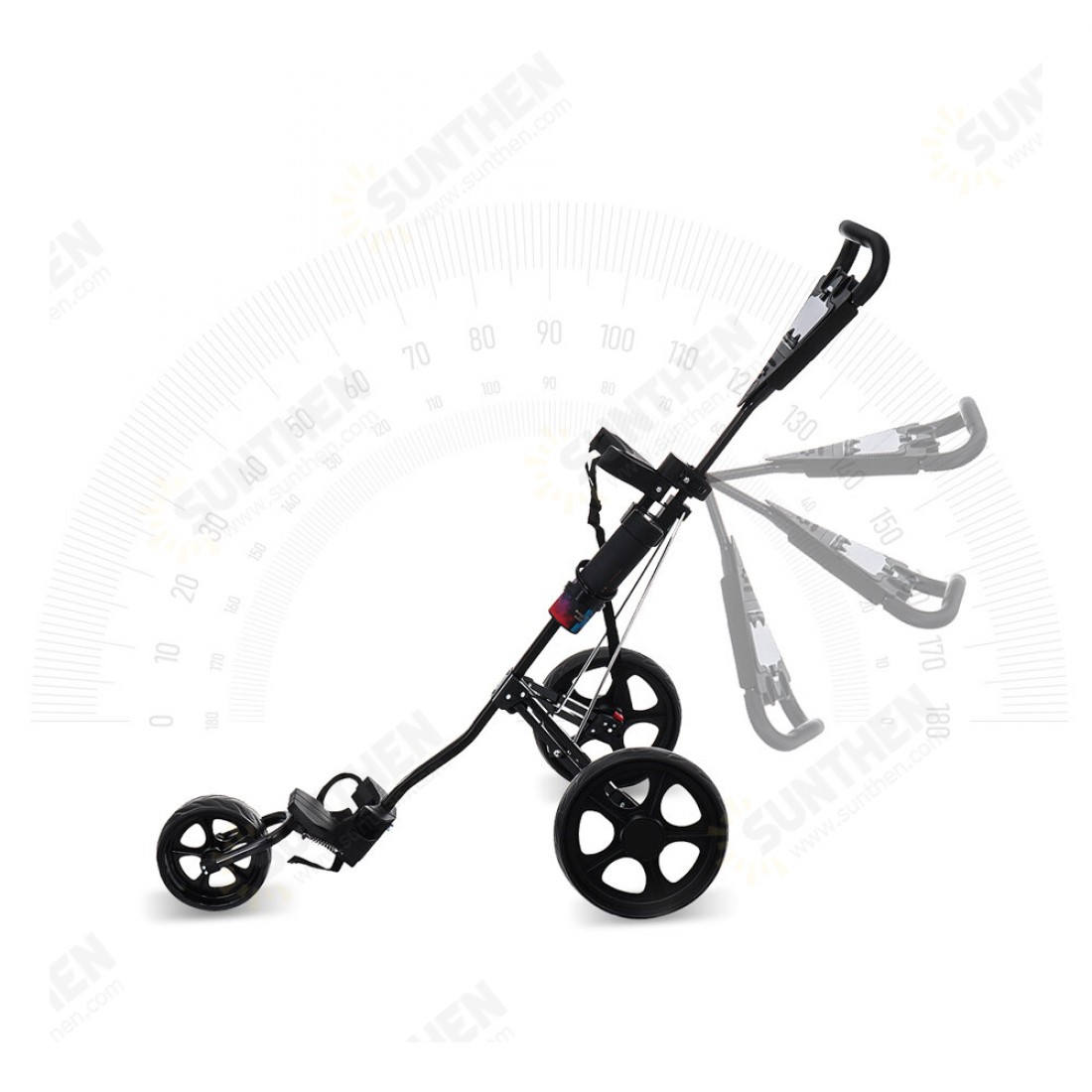 3 Wheel Folding Golf Cart Pull Push Trolley with Scorecard Cup Holder ...