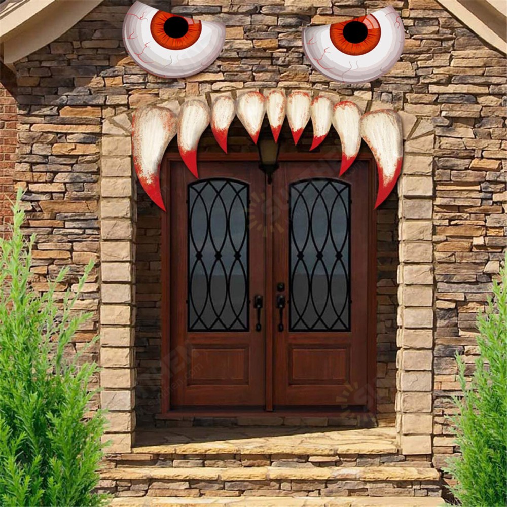 Halloween Scary Monster Face Devil with Eyes Teeth Cutouts Combination ...