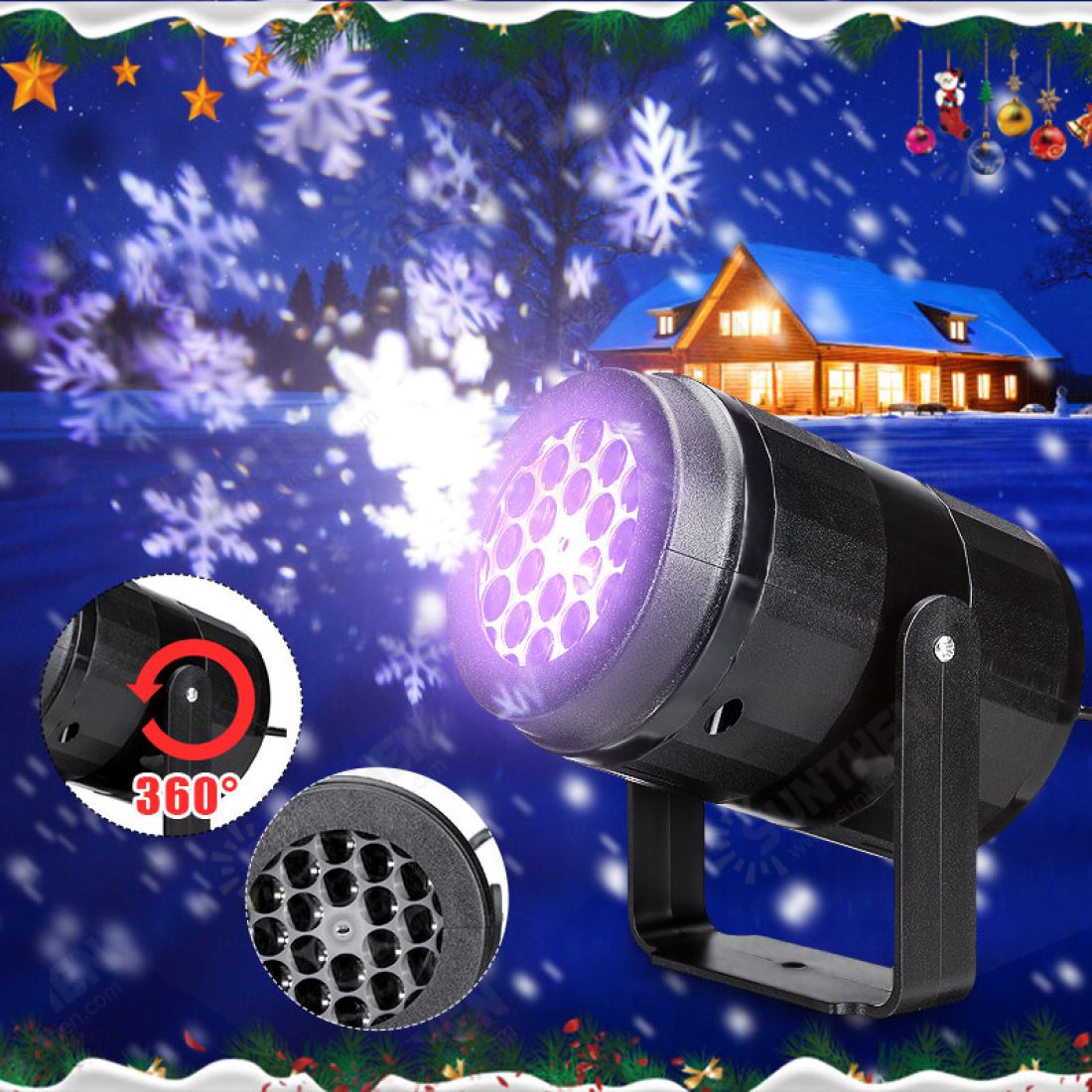 Christmas Snowflake Projector Light Lamp Rotating LED Stage Lighting ...