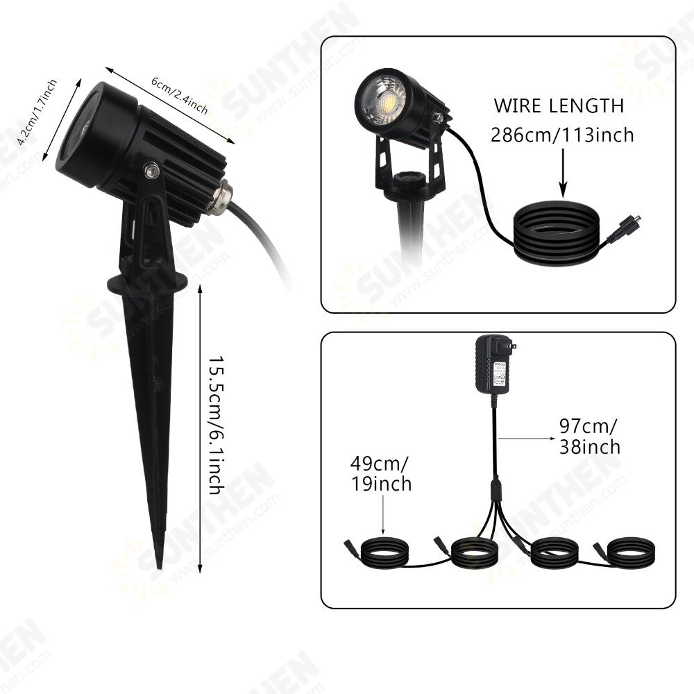 T-SUN LED Outdoor Spotlights Waterproof US UK Plug Landscape Lighting ...