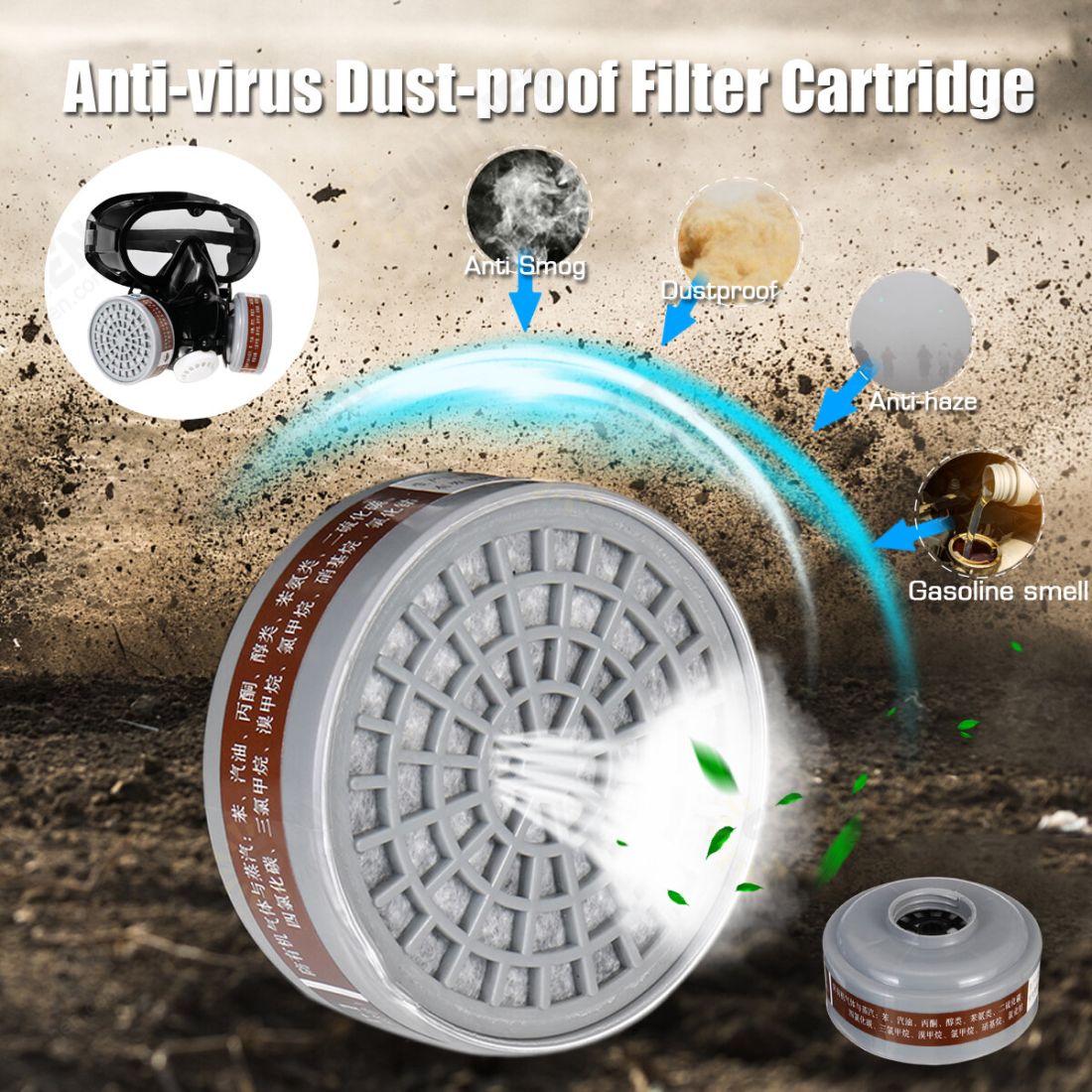 Gas Mask Filter Dust-proof Respirator Mask Filter Cartridge Replace