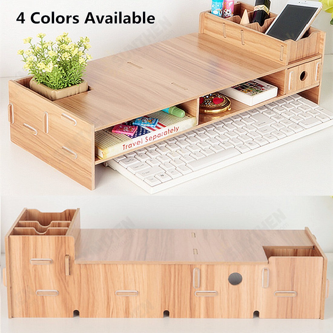 Wooden Monitor Bracket Stand Desktop Storage Shelf Laptop Stand ...