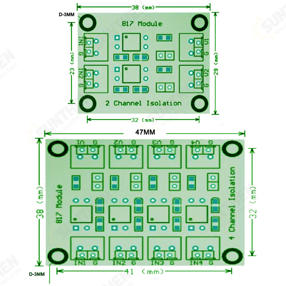 PC817 2-way/4-way Optocoupler Isolation Board Voltage Control Converter ...