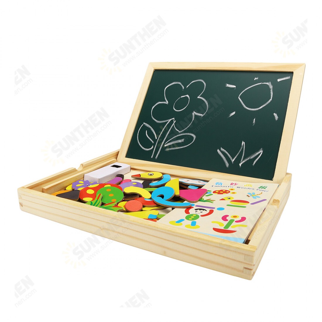 Wooden Magnetic Double-Sided Drawing Board Blocks Children Early ...