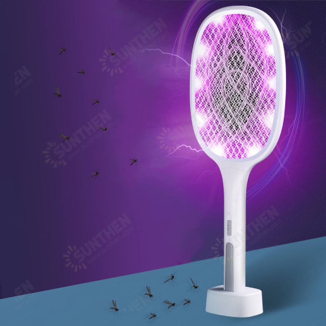 2 In 1 6/10 LED Mosquito Killer Lamp 3000V Electric Mosquito Swatter ...
