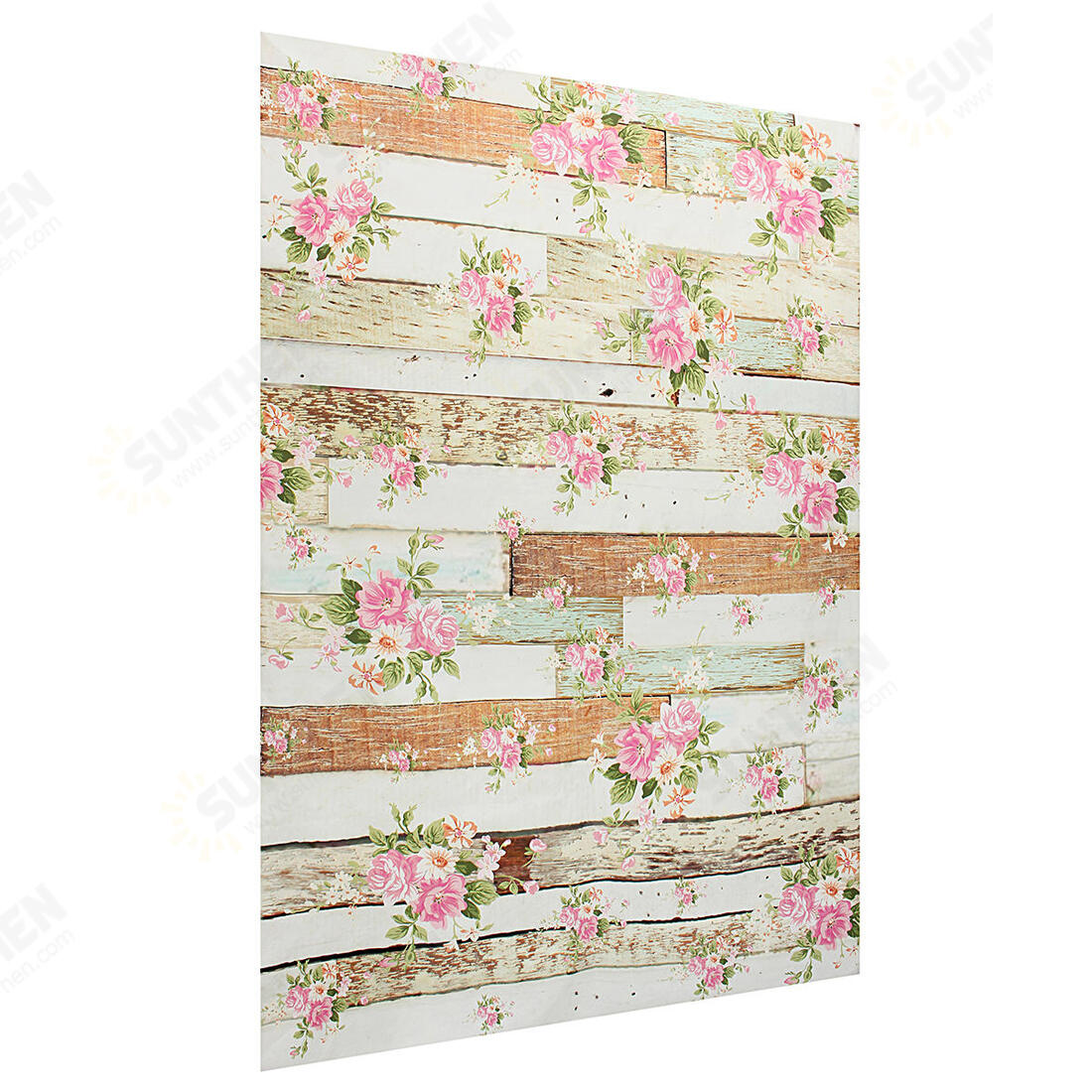 5x7FT Vintage Pink Flowers Wooden Floor Wall Photo Studio Background ...