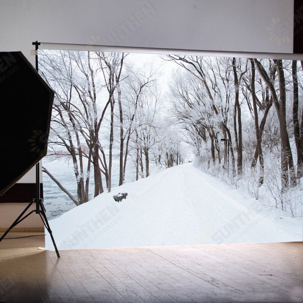5x7FT Vinyl Winter Snow Road River Side Photography Backdrop Background ...