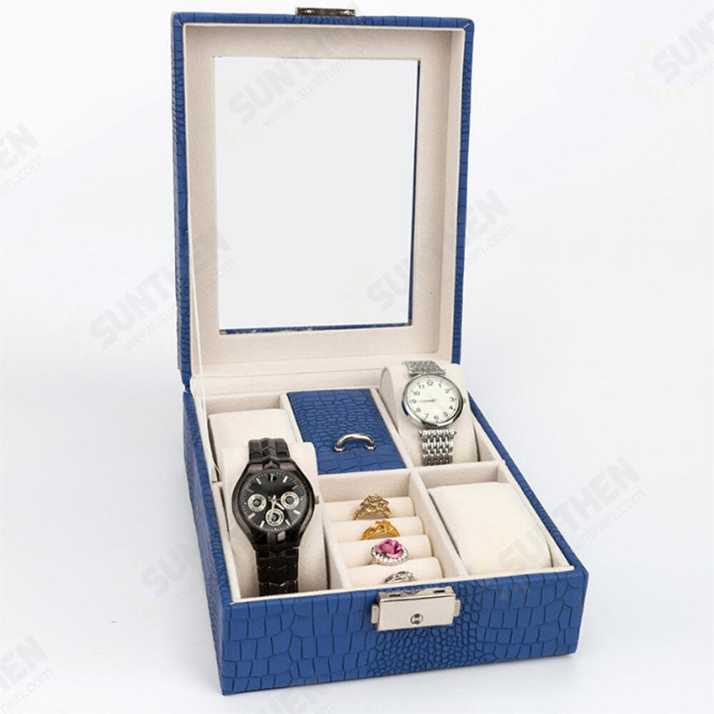 Leather Display Case Organizer Acrylic Collection Box for Storage Watch ...