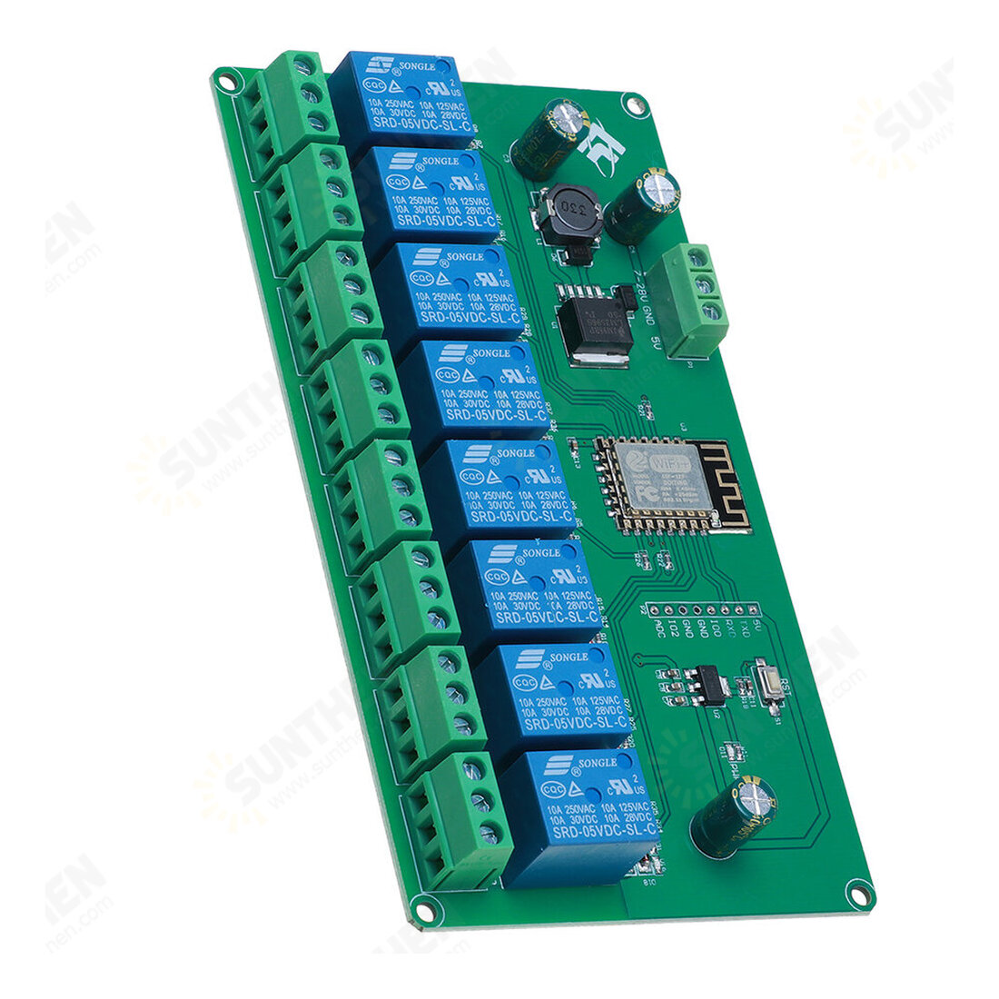 5V/7-28V Power Supply 8 Channel ESP8266 WIFI 8-way Relay Module ESP-12F Development Board ...