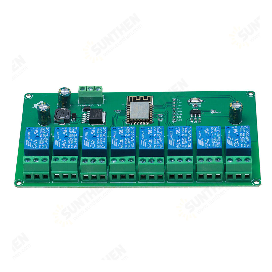 5V/7-28V Power Supply 8 Channel ESP8266 WIFI 8-way Relay Module ESP-12F Development Board ...