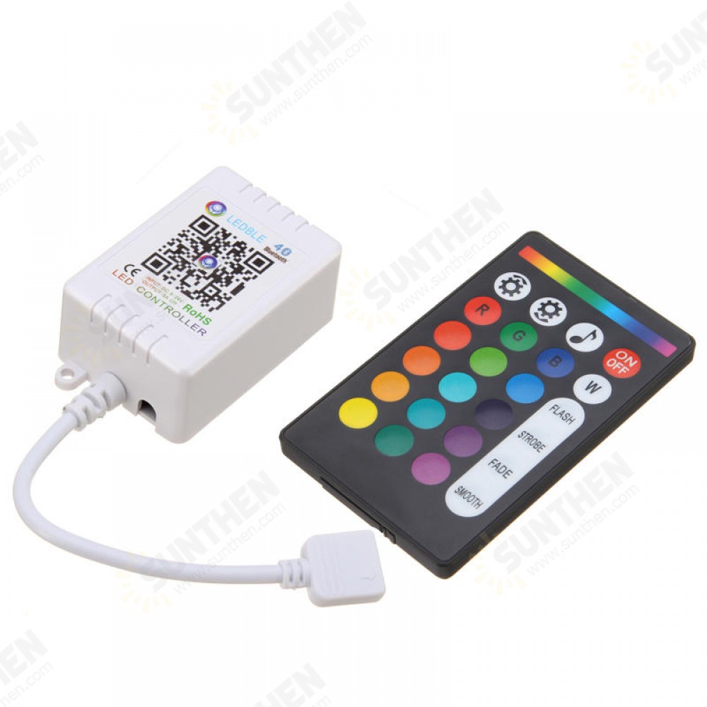 DC5-24V 6A bluetooth APP Music Controller + 24 Keys RF Remote Control ...