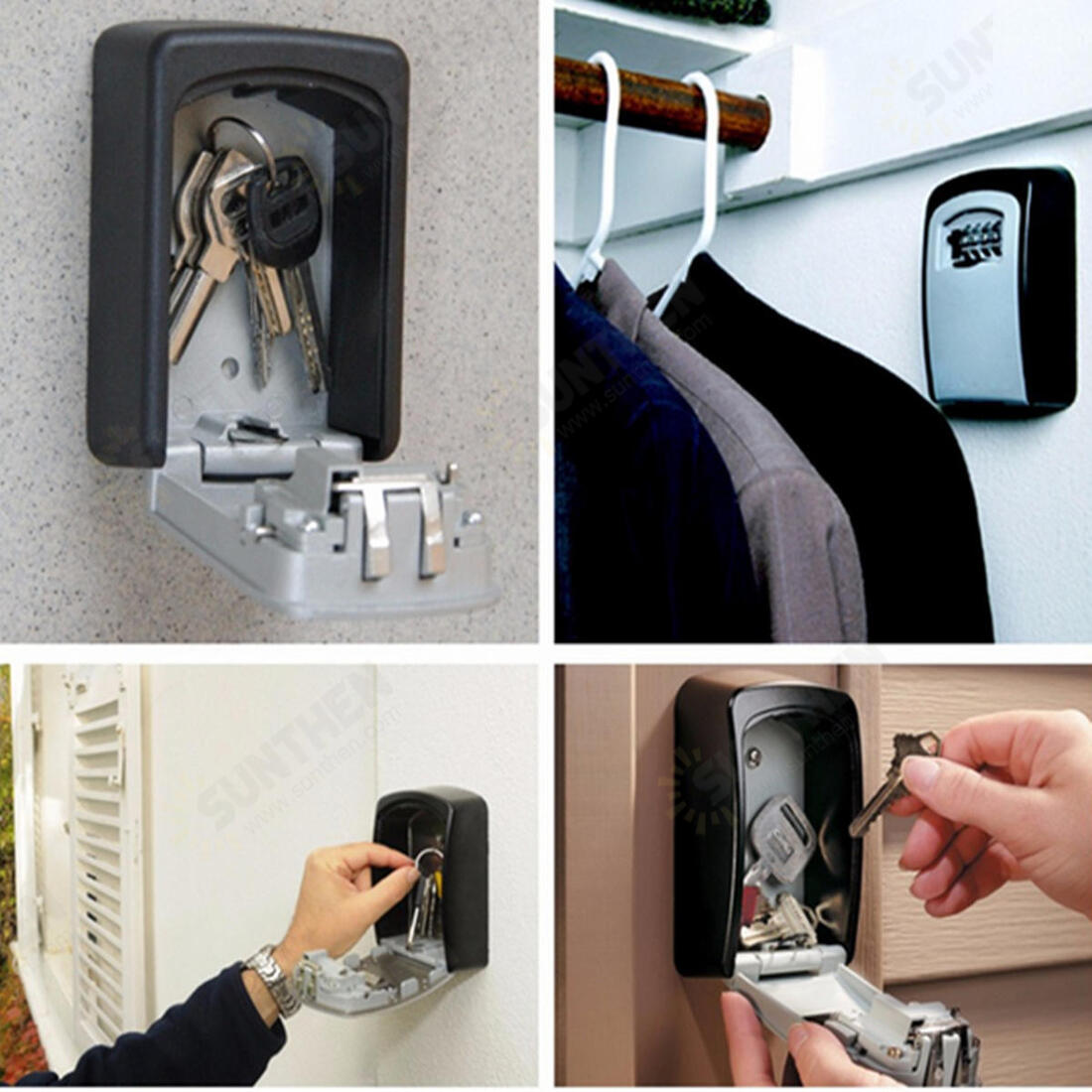 Wall Mount Key Lock Storage Box Security Keyed Door Lock with 4 Digit ...