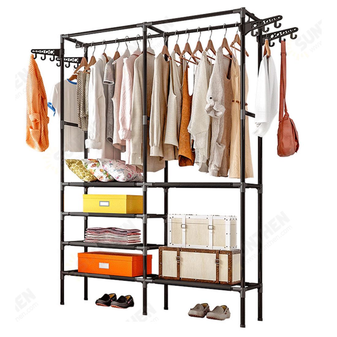 Standing Landing Wardrobe Protable Hanger Holder Durable Clothes ...