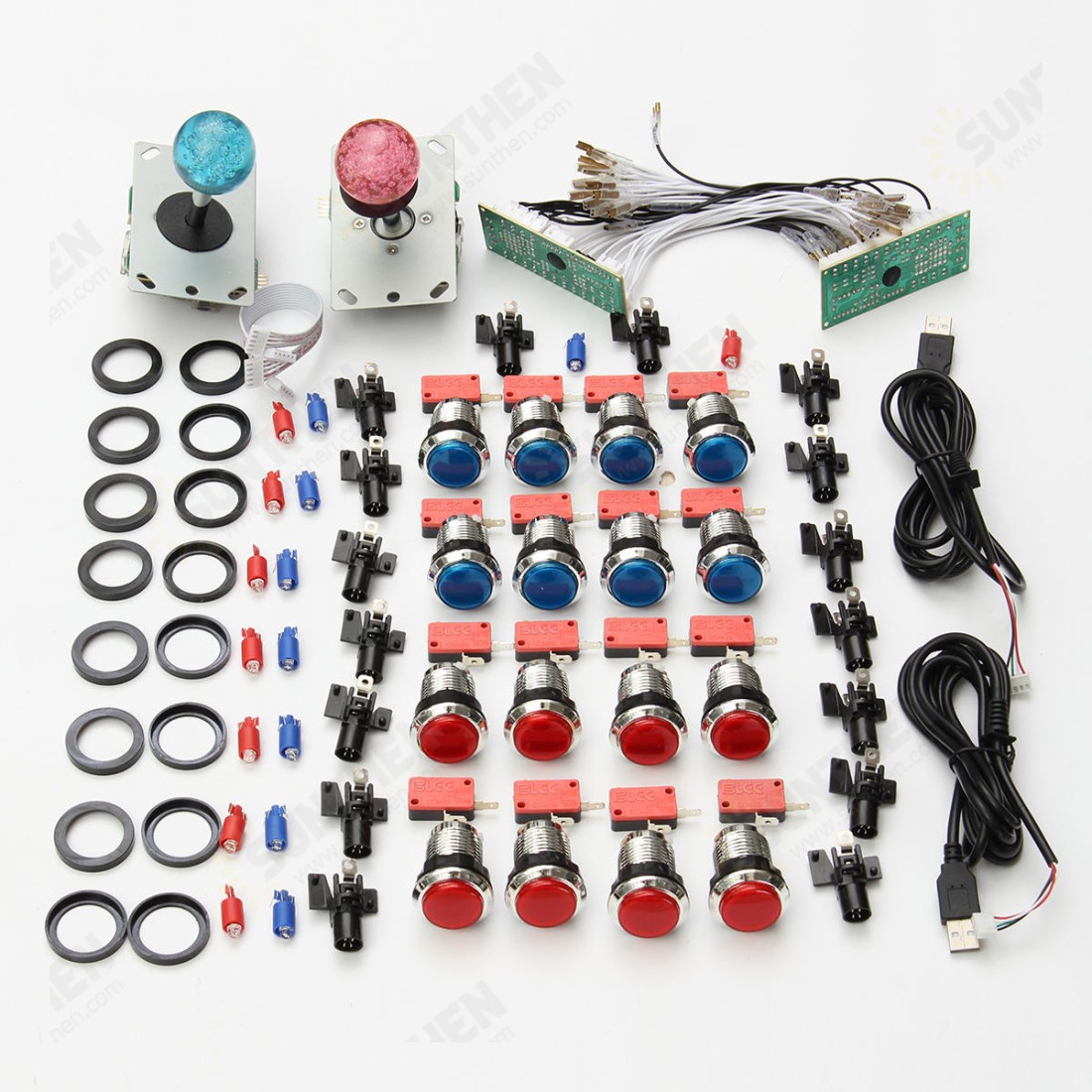 2 Player USB Bundle Kit 2 PC 4/8 Way Joystick Push Button for Arcade ...