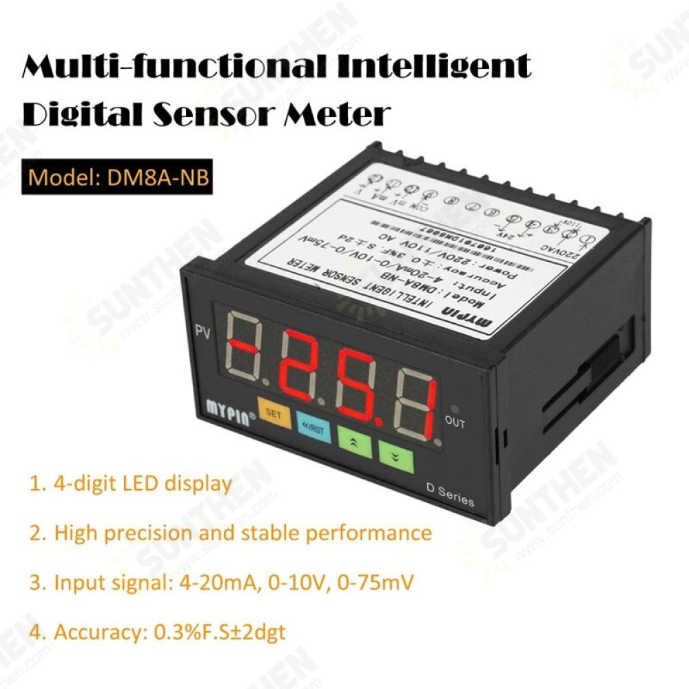 DM8A-NB Digital Sensor Meter Multi-Functional Intelligent Led Display 0-75mV/4-20mA/0-10V Input ...