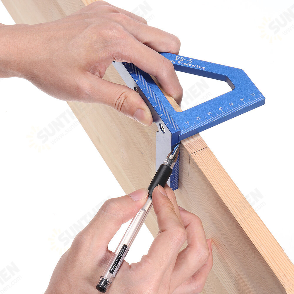 ES-5 Aluminum Alloy Multifunction Woodworking Scribing Ruler 3D Miter ...